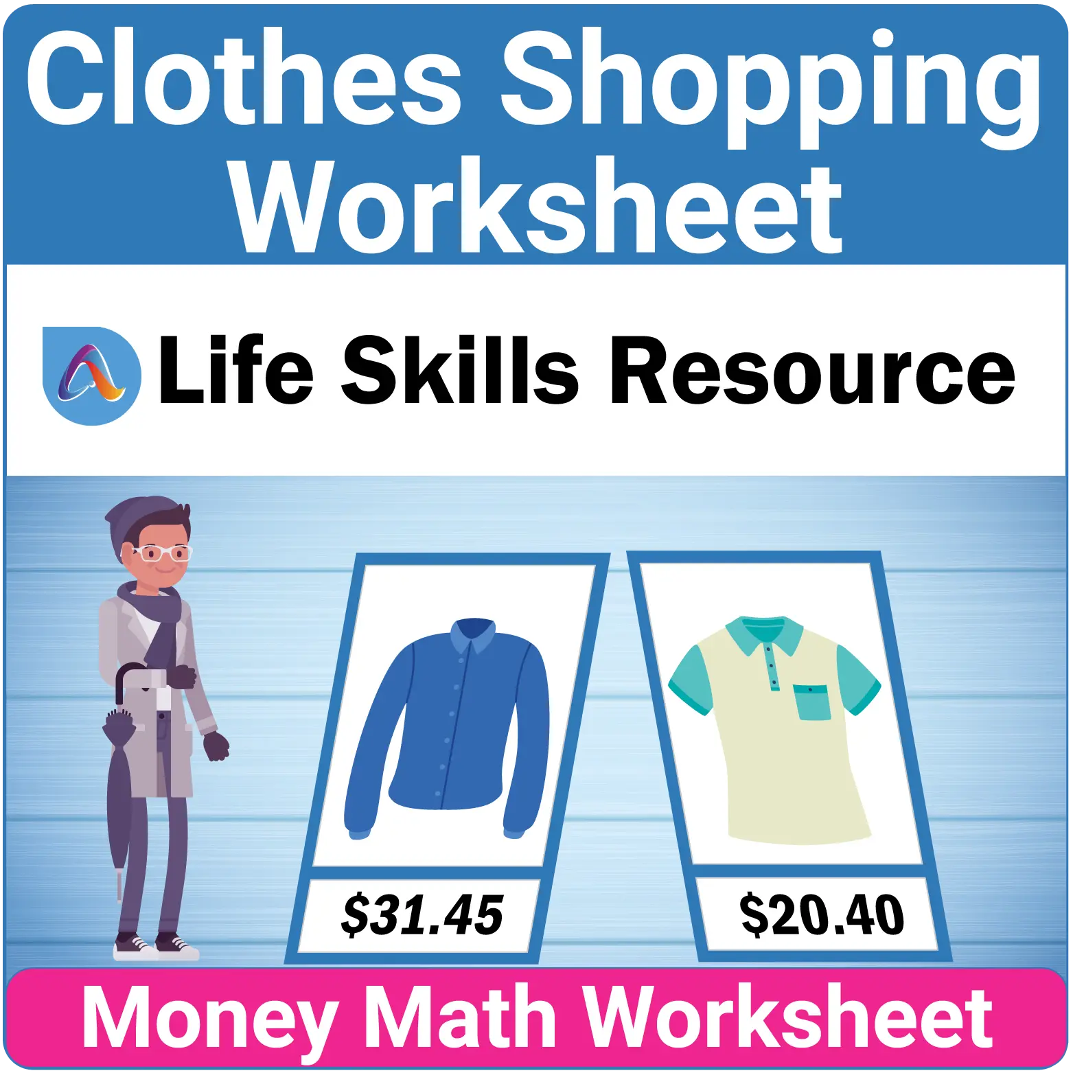 Free Money Math Worksheet - Clothes Shopping